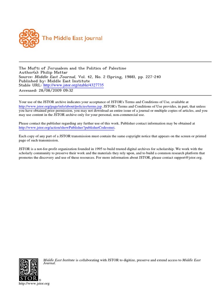 Mattar, Philip Mufti of JRSLM | PDF | Mandatory Palestine | Palestinian ...