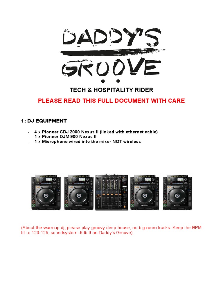 Technical Rider PDF | Download Free PDF | Audio Electronics | Electronics