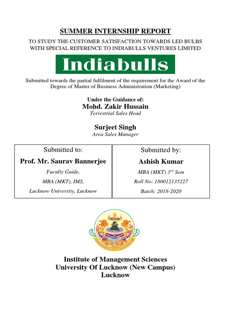 Summer Internship Report - Docx123 | PDF | Incandescent Light Bulb ...