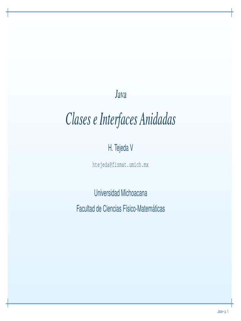 Clases e Interfaces Anidadas en Java | PDF | Java (lenguaje de programación) | Objeto (informática)