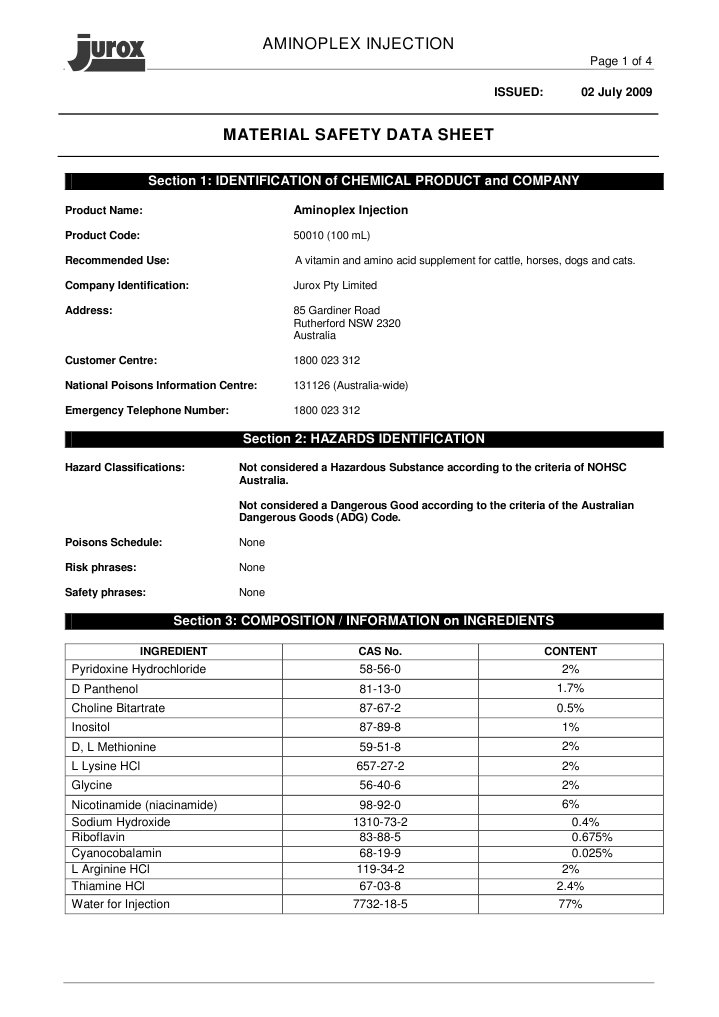 Aminoplex Injection Overview and Use | PDF | Toxicity | Personal ...