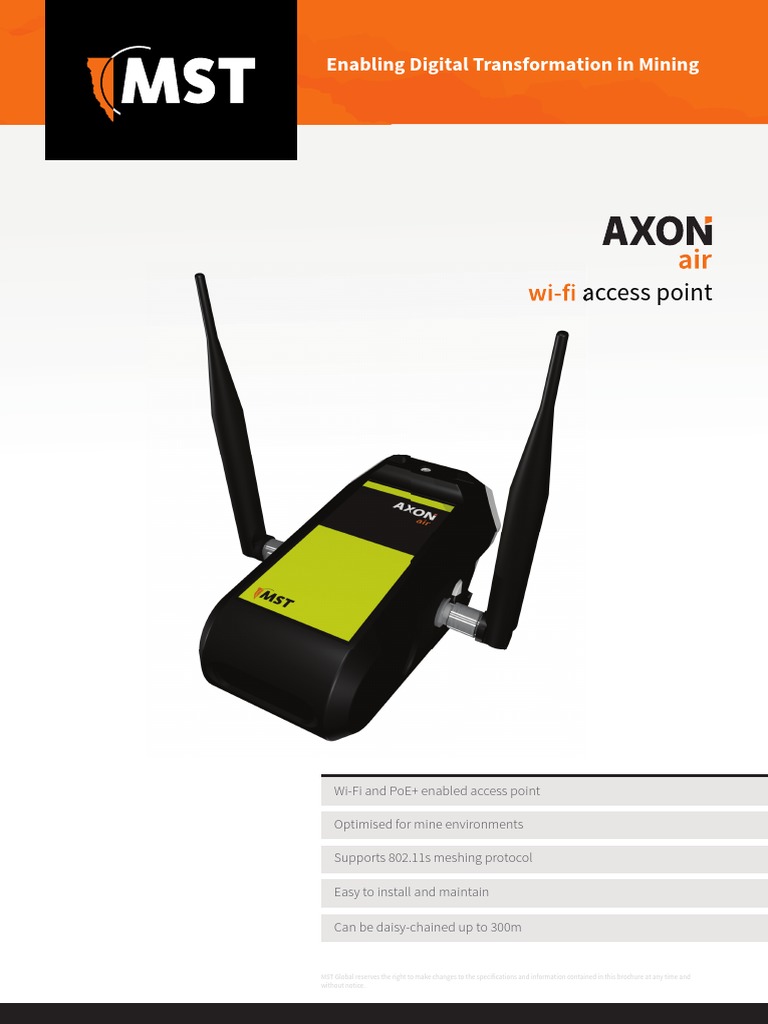 AXON Air: Wi-Fi Solutions for Mining | PDF | Wi Fi | Wireless Access Point
