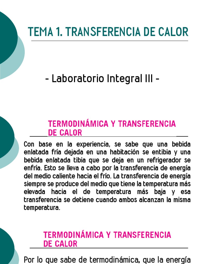 Tema 1. Transferencia de Calor | PDF | Calor | Temperatura