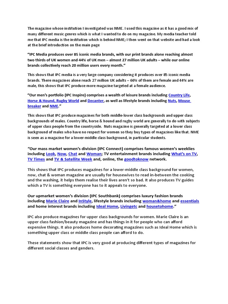 Research Into Insitution | PDF | Brand | Magazines