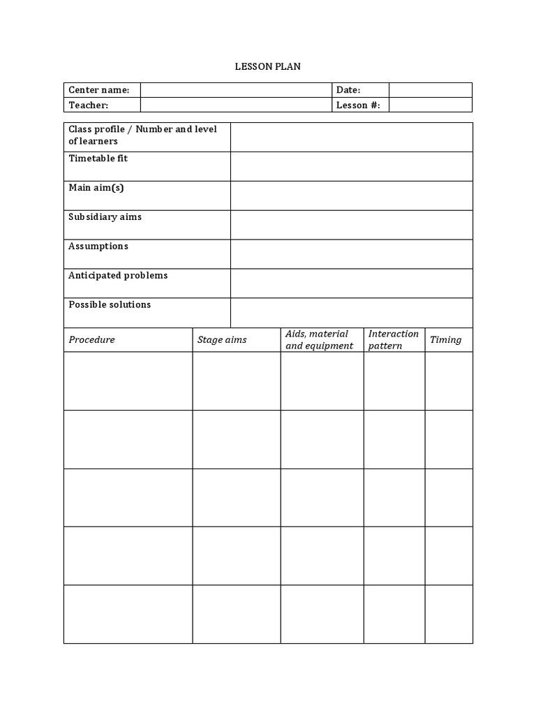 Nigerian Lesson Plan Template | PDF