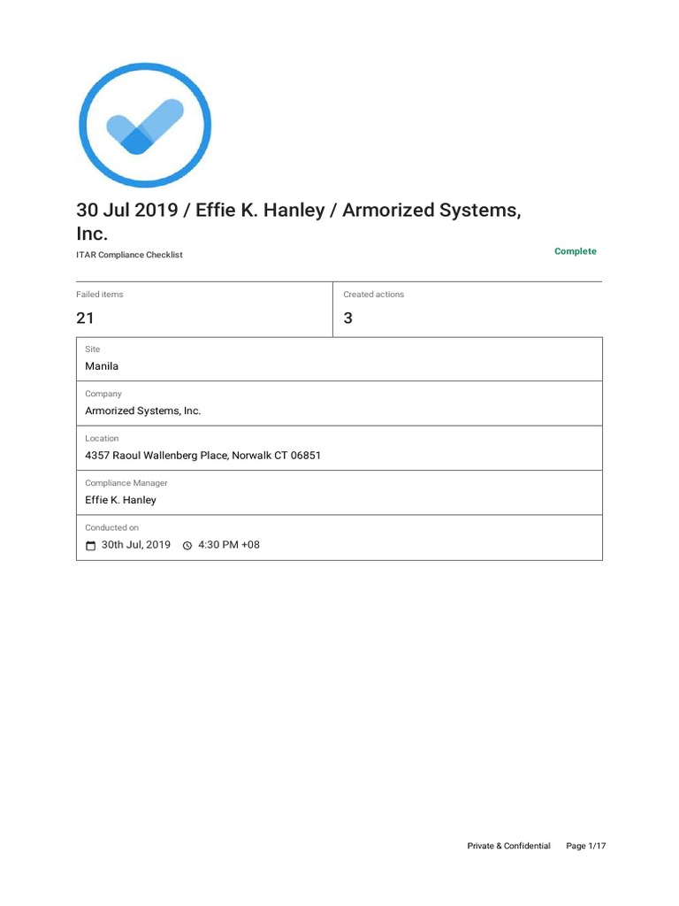 Itar-Compliance-Checklist-Sample-Report Itar | PDF | Government ...