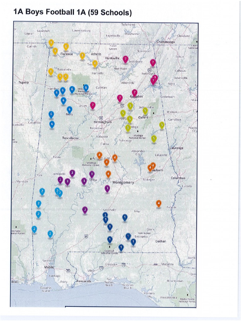 AHSAA Football Maps and Alignments - Revised 12.17.19