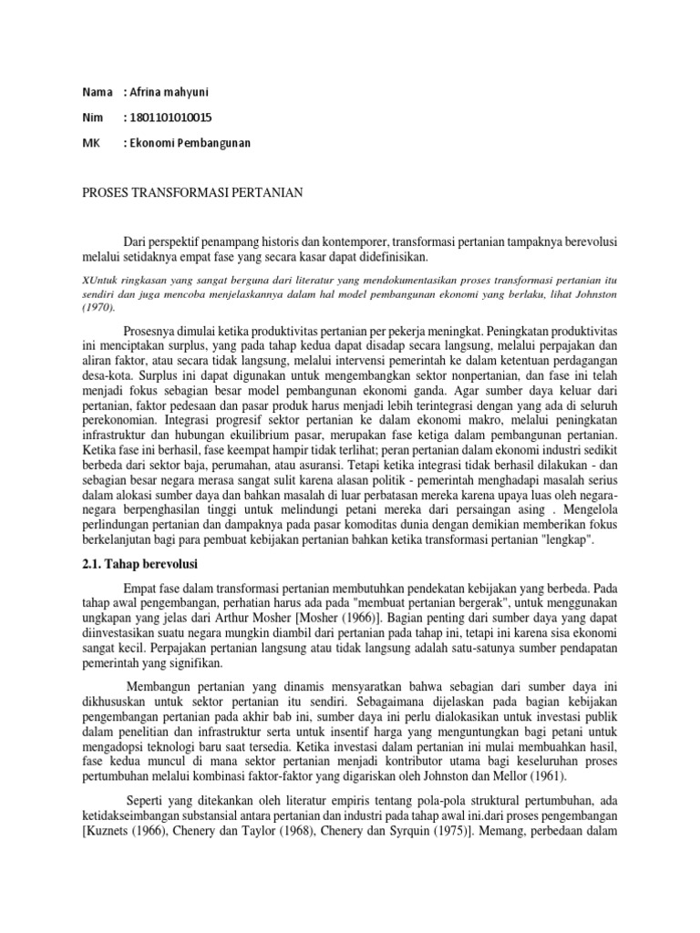 Proses Transformasi Pertanian | PDF
