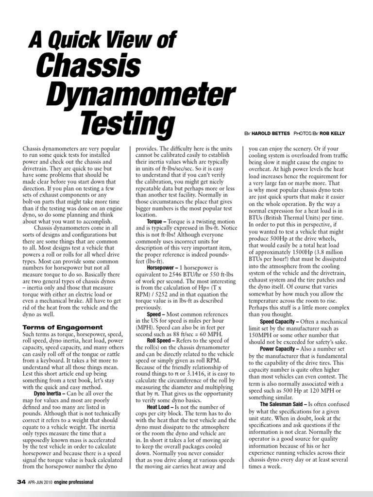 Chassis Dynamo Meter, Magazine | PDF | Vehicles | Mechanical Engineering