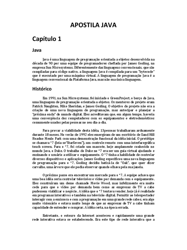 Apostila Java Pdf Java Linguagem De Programação Programação De