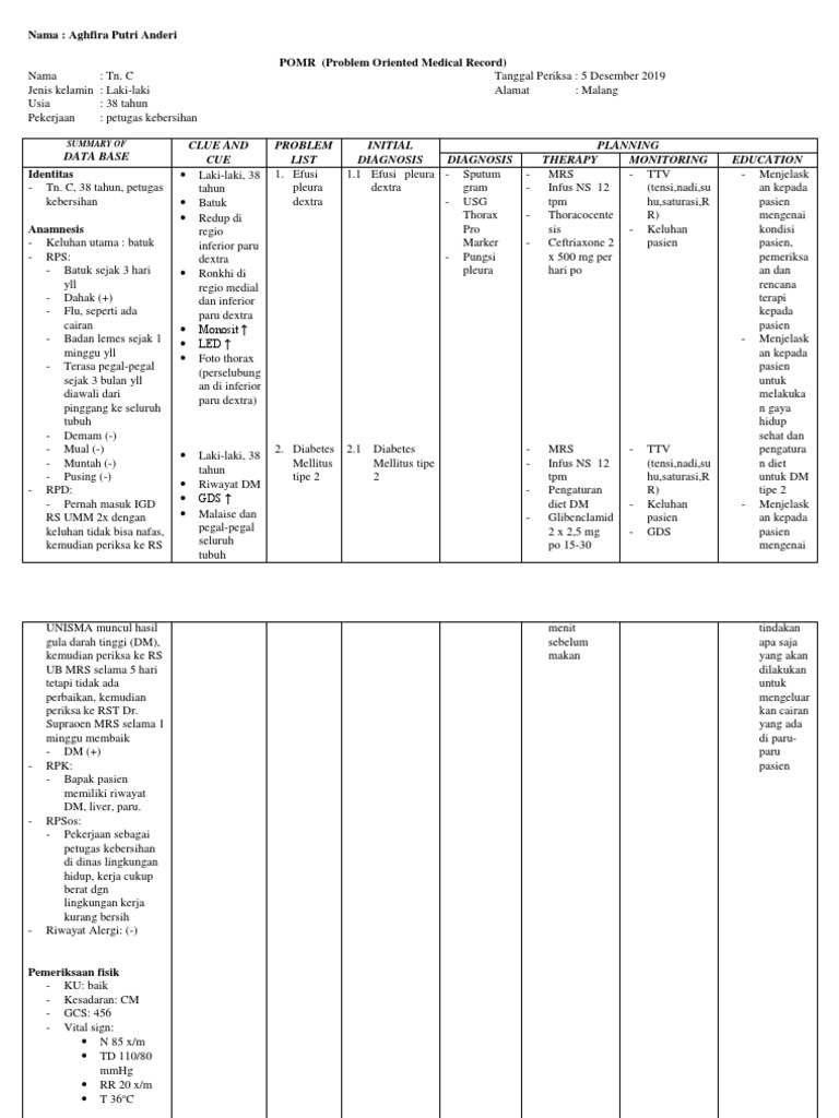 POMR Efusi Pleura | PDF