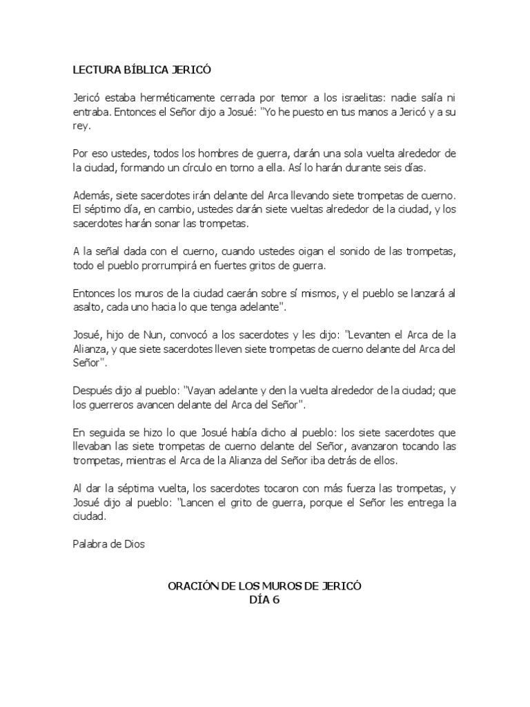 Oración Día 5 Jericó 2019 | PDF | Arca de la Alianza | Joshua