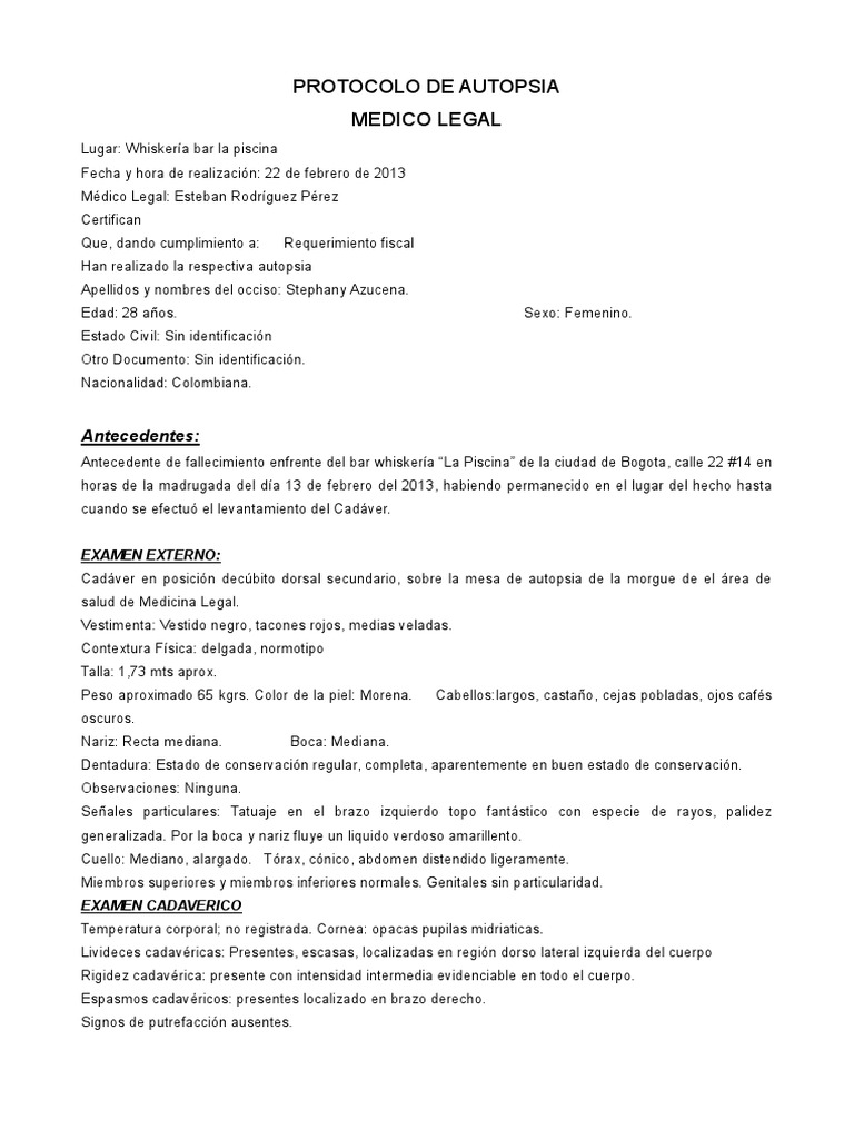 Formato de Autopsia | PDF | Tórax | Herida