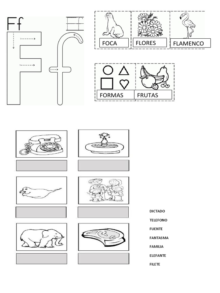 Copilado de Actividades Letra F. Primero | PDF
