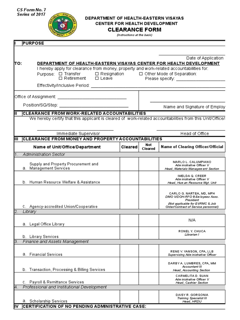 DOH EV CHD Clearance Form | PDF | Justice | Crime & Violence
