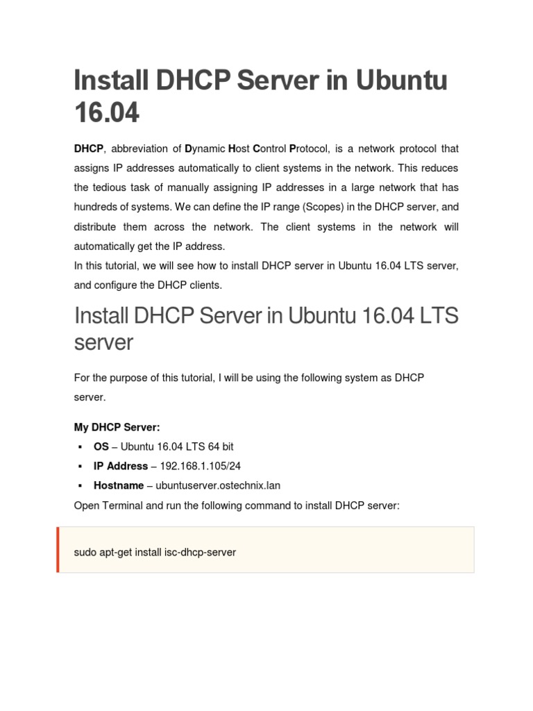 Configuración de Servidor DHCP | PDF | Ip Address | Computer Network