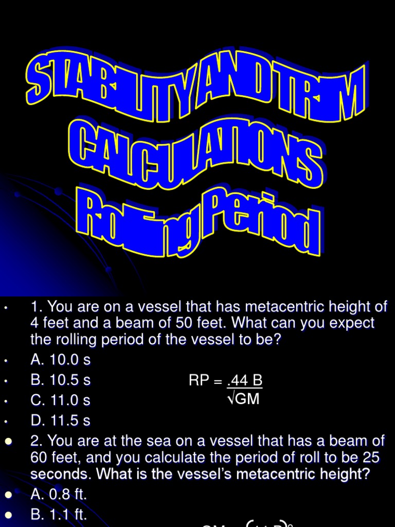 Chs - Stability and Trim Calculations | PDF | Water Transport | Ships