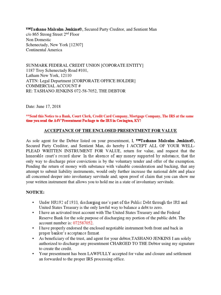 A4V Cover Letter | PDF | Uniform Commercial Code | Debt