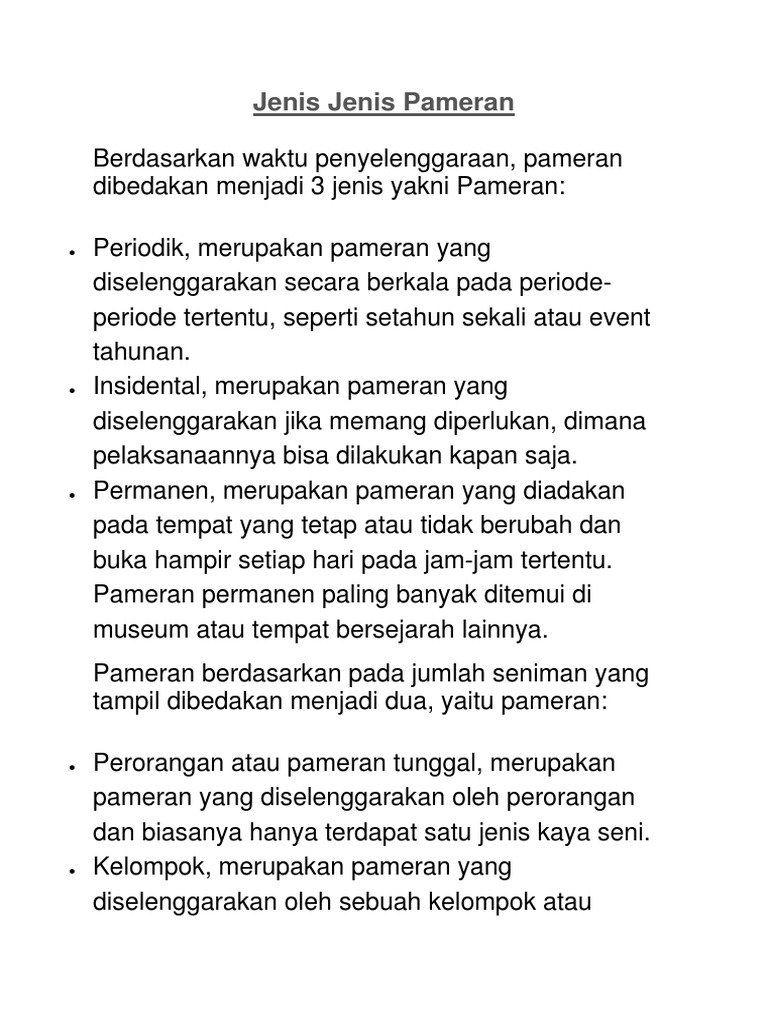 Jenis Jenis Pameran | PDF | Seni