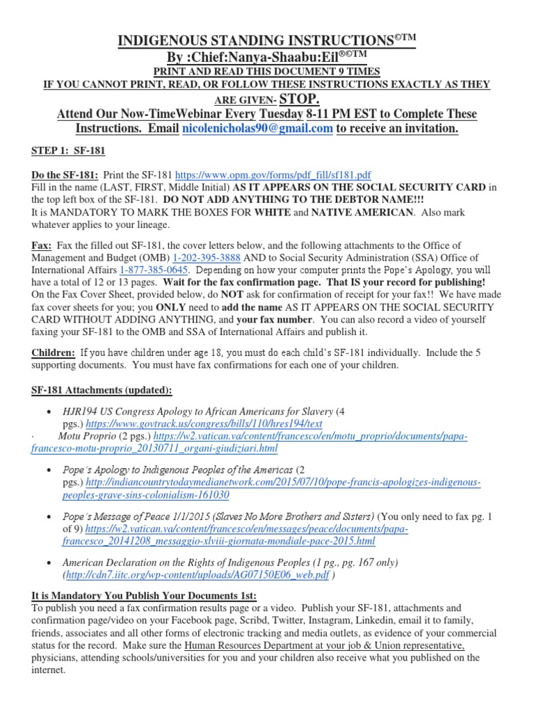 1-Nu Complete Indigenous Standing Instructions | PDF | Registered Mail ...