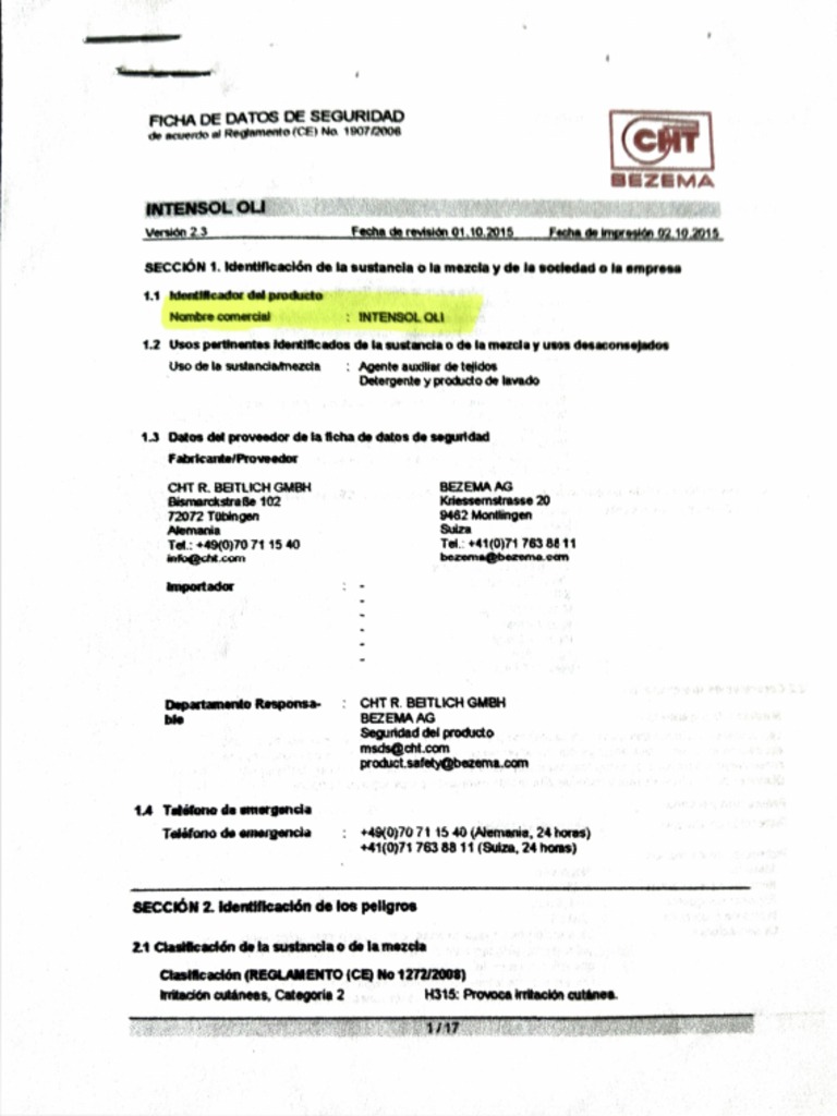 MSDS - Intensol Oli - 2015 PDF | PDF