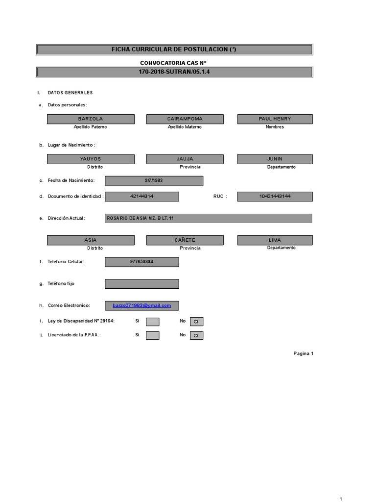 Ficha Curricular | PDF | Educación avanzada
