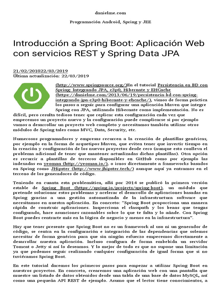 Introducción A Spring Boot Aplicación Web Con Servicios REST y Spring ...
