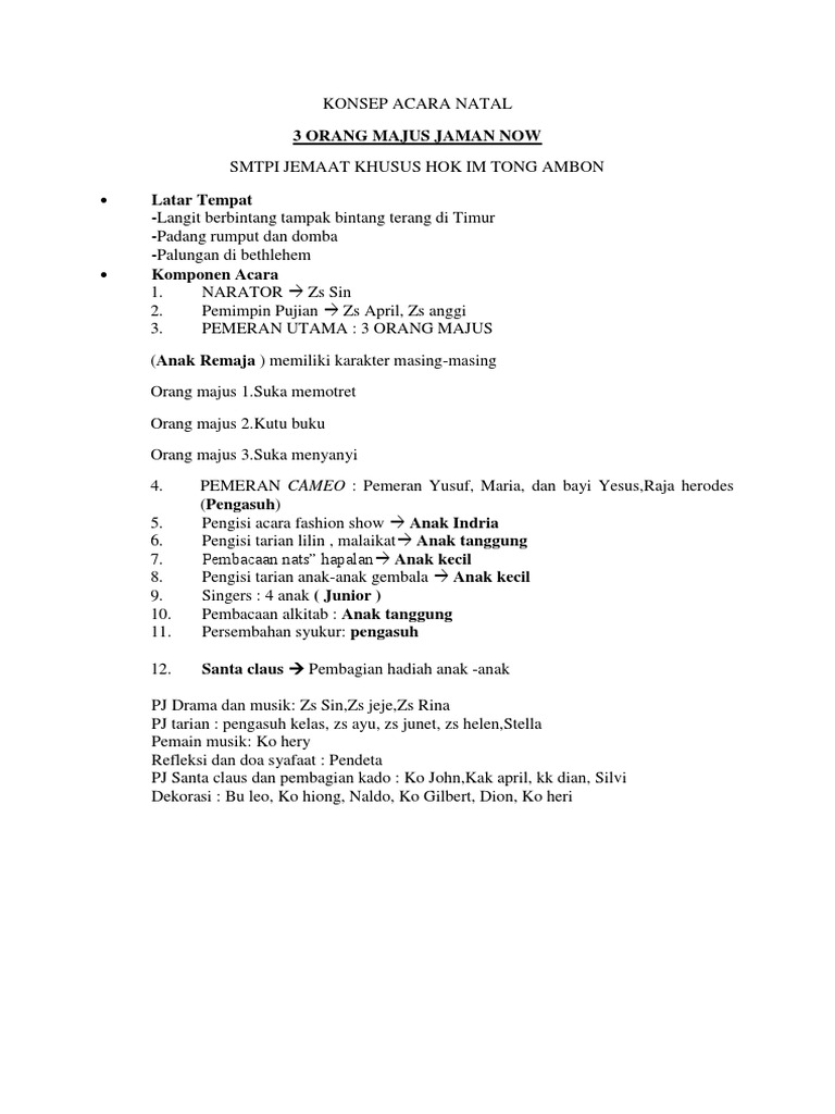 Konsep Acara Natal | PDF