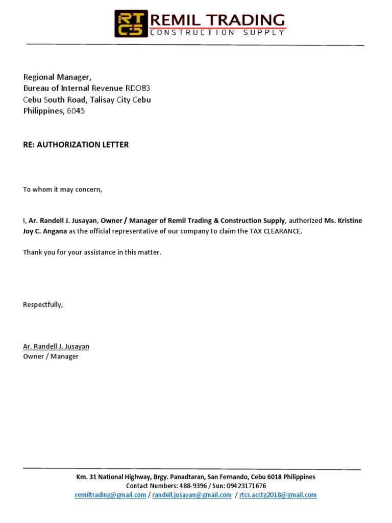 Bir Authorization Letter