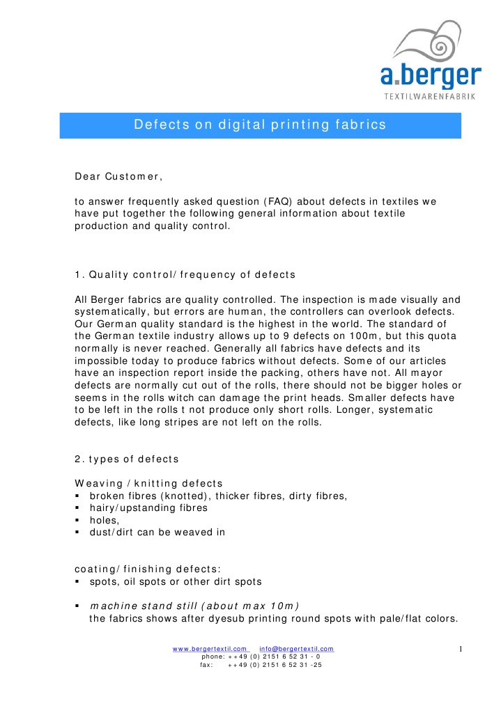 Defects in Digital Printing FabricsBerger9 2010 | PDF | Textiles | Weaving