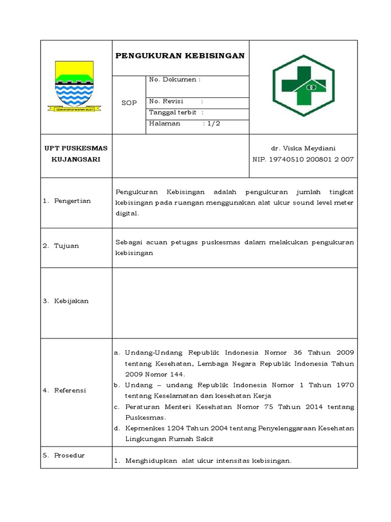 SOP Pengukuran Kebisingan, Pencahayaan, dan Kelembapan | PDF