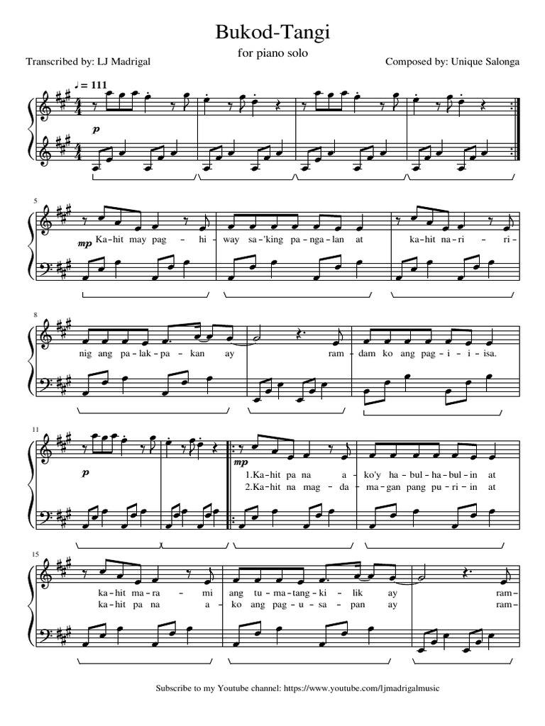 Bukod Tangi - Unique Salonga (Piano Solo) | PDF