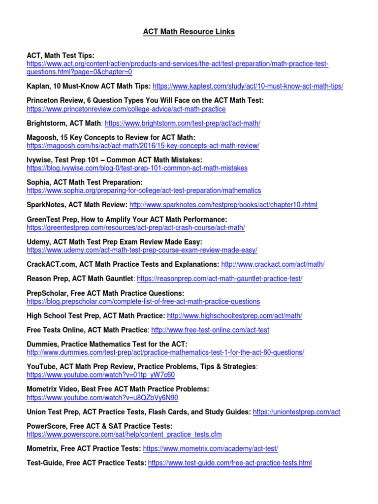 ACT Useful Links | PDF | Sat | Act (Test)