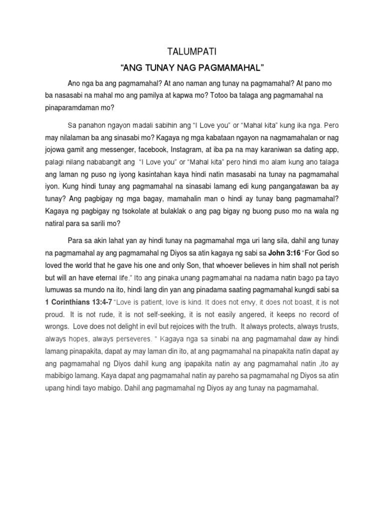 Talumpati (About The Love of God) | PDF