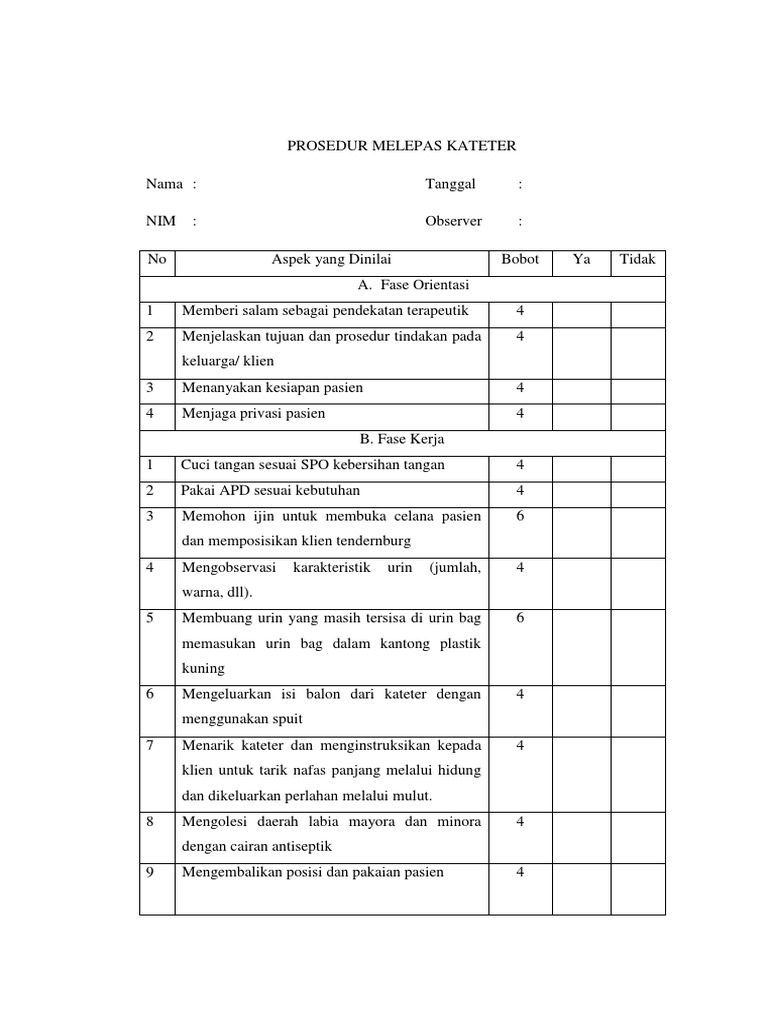 Prosedur Melepas Kateter | PDF