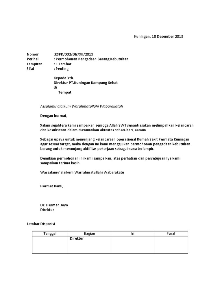 Surat Pengajuan Atk | PDF