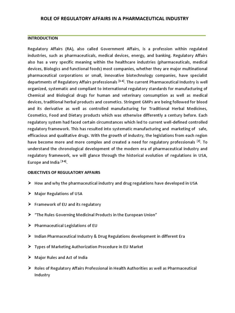 UNIT-3 2. Role of RA | PDF | Food And Drug Administration ...
