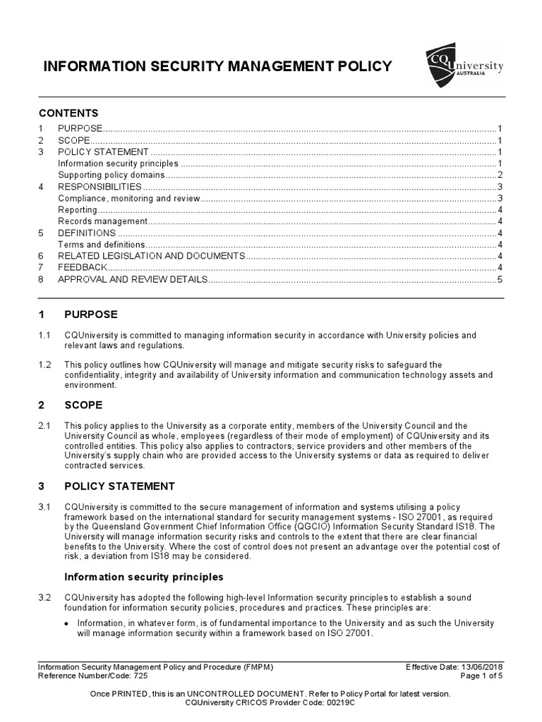 ISMS Policy 1 | PDF | Information Security | Risk Management