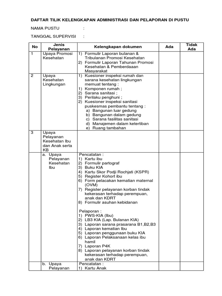 Daftar Tilik Pustu | PDF