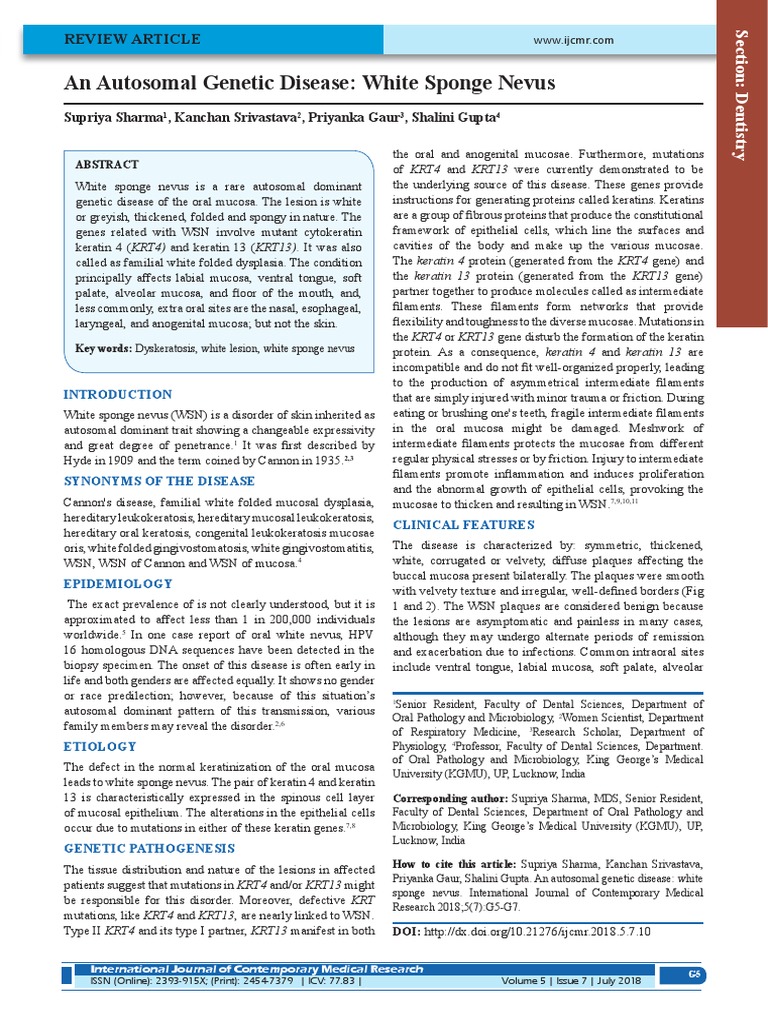 Gambaran White Sponge Nevus | PDF | Medicine | Biology