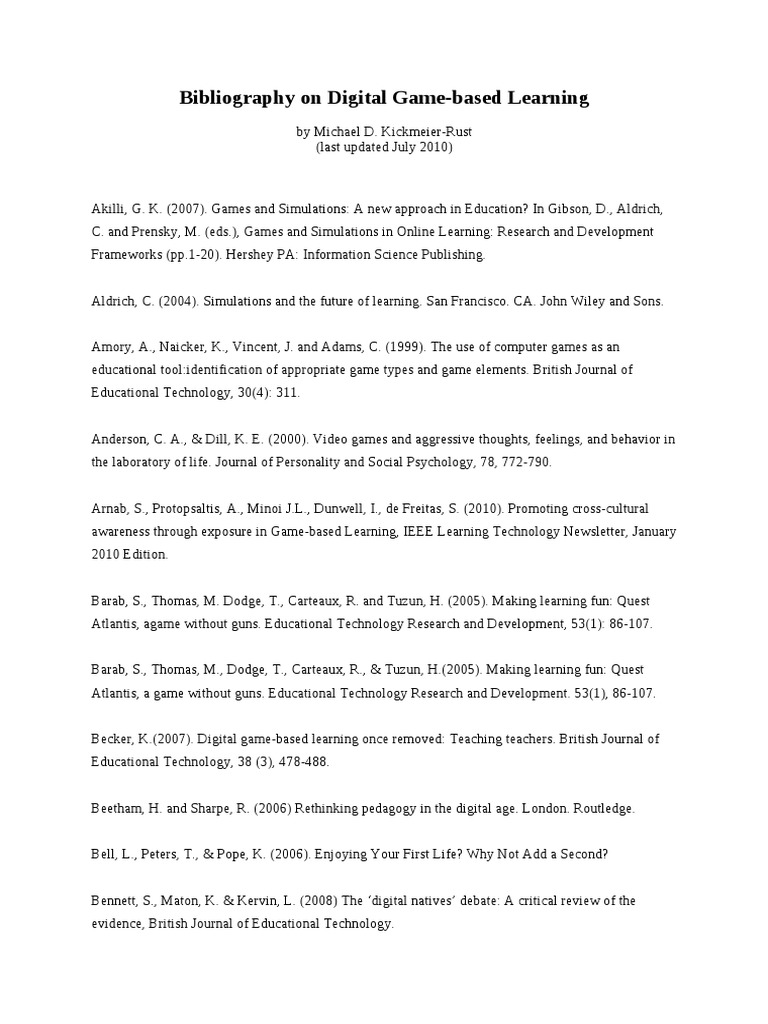 Bibliography On Digital Game-Based Learn PDF | PDF | Educational ...