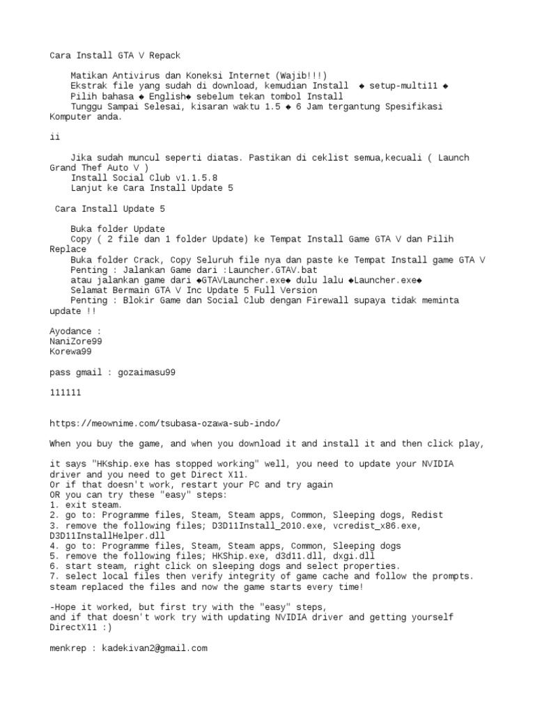 Cara Install GTA V Repack & Update | PDF