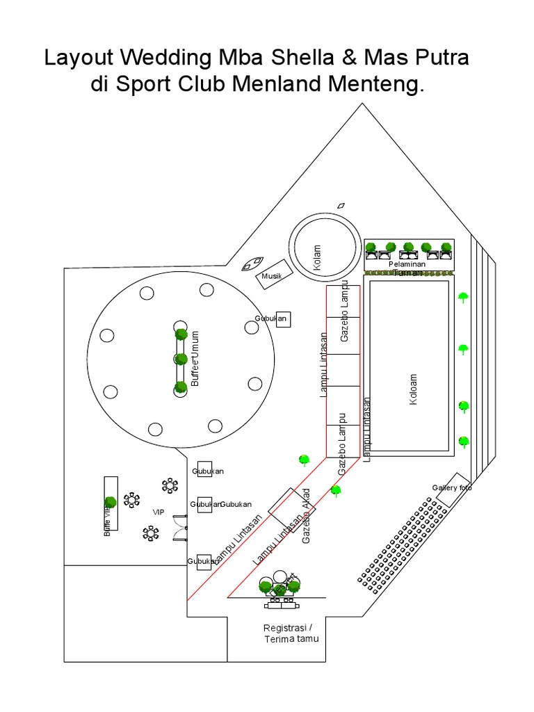 Layout Gedung Pernikahan Club House Metland Ujung Menteng. | PDF