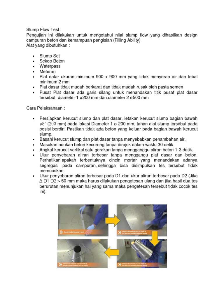 Panduan Pengujian Slump Flow Beton | PDF | Metode & Bahan Ajar | Griya ...
