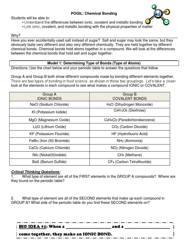 1 - Chemical Bonding Inquiry Activity PDF | PDF | Ionic Bonding | Solvation