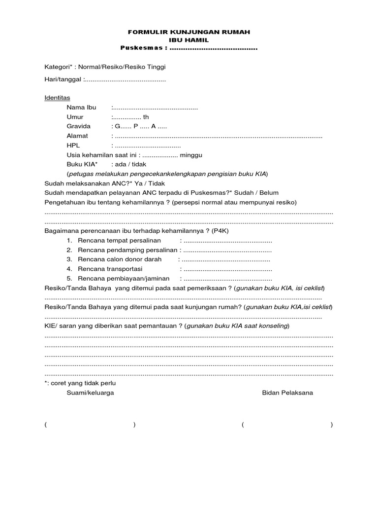 Form Pemantauan Ibu Hamil 2019 | PDF