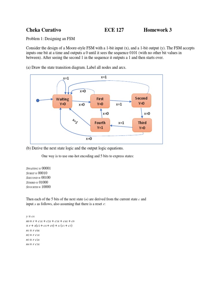 Verilog Implementation of a Moore-Style Finite State Machine Modeling a ...