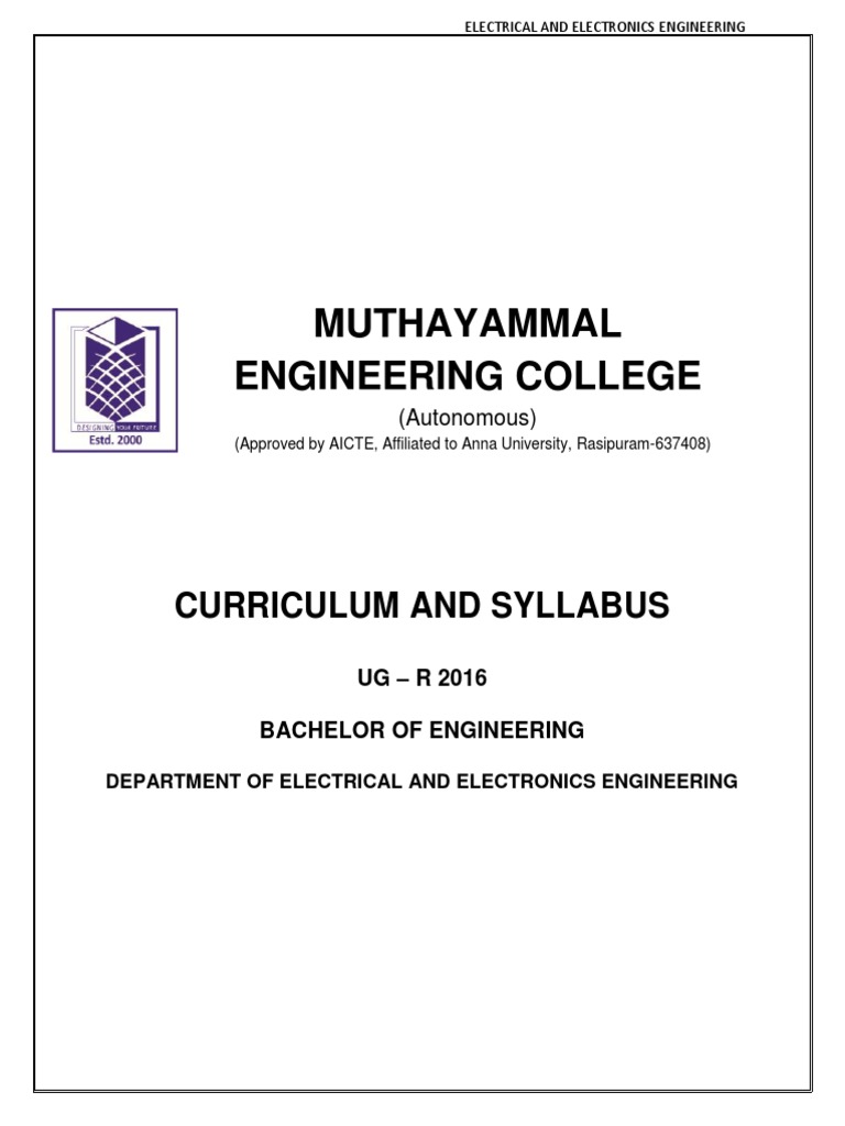Electrical Engineering Curriculum 2016 | PDF | Electric Motor ...