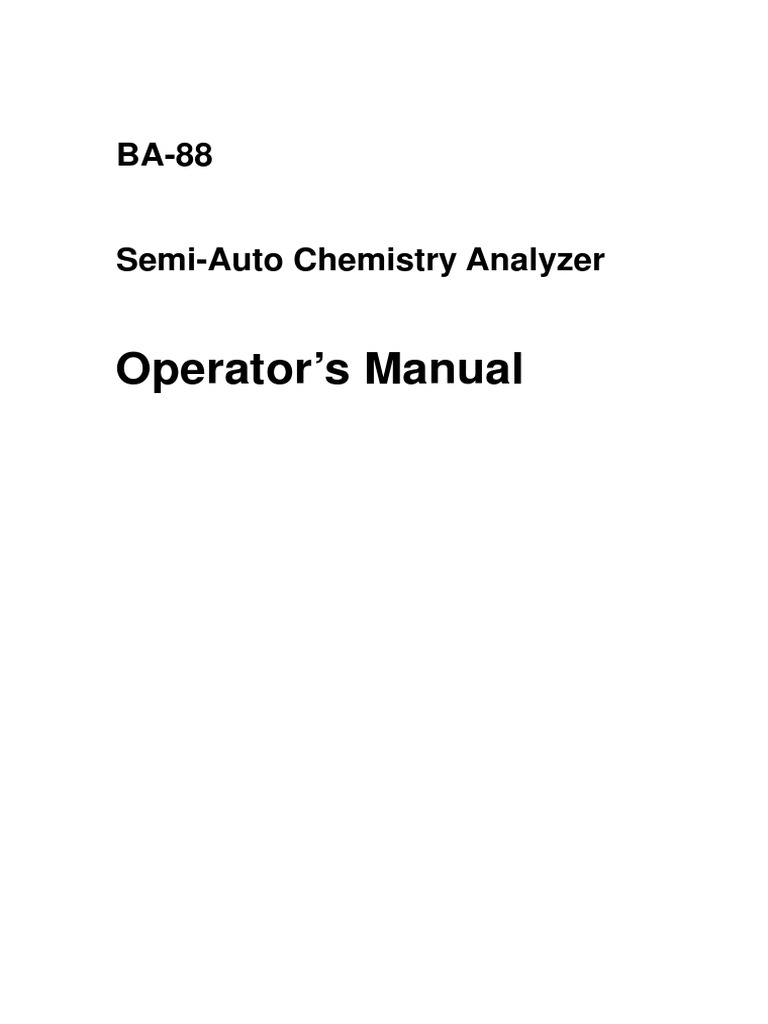 BA-88 Operation Manual v1.1 PDF | PDF | Absorbance | Laboratories