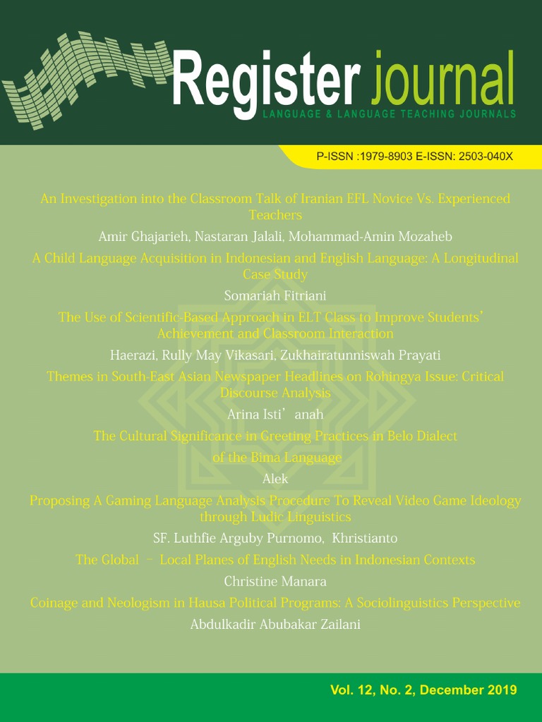 b5 Format Full Text Register Journal December 2019 | PDF | English As A ...